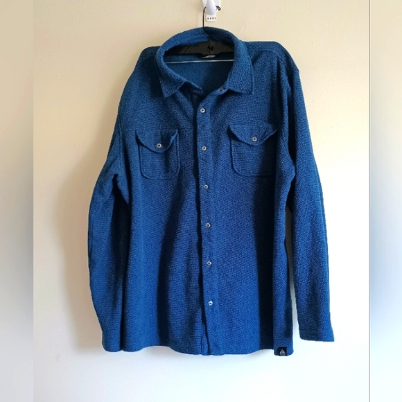 River Edge | Jackets & Coats | River Edge Blue Snap Button Shacket Size ...